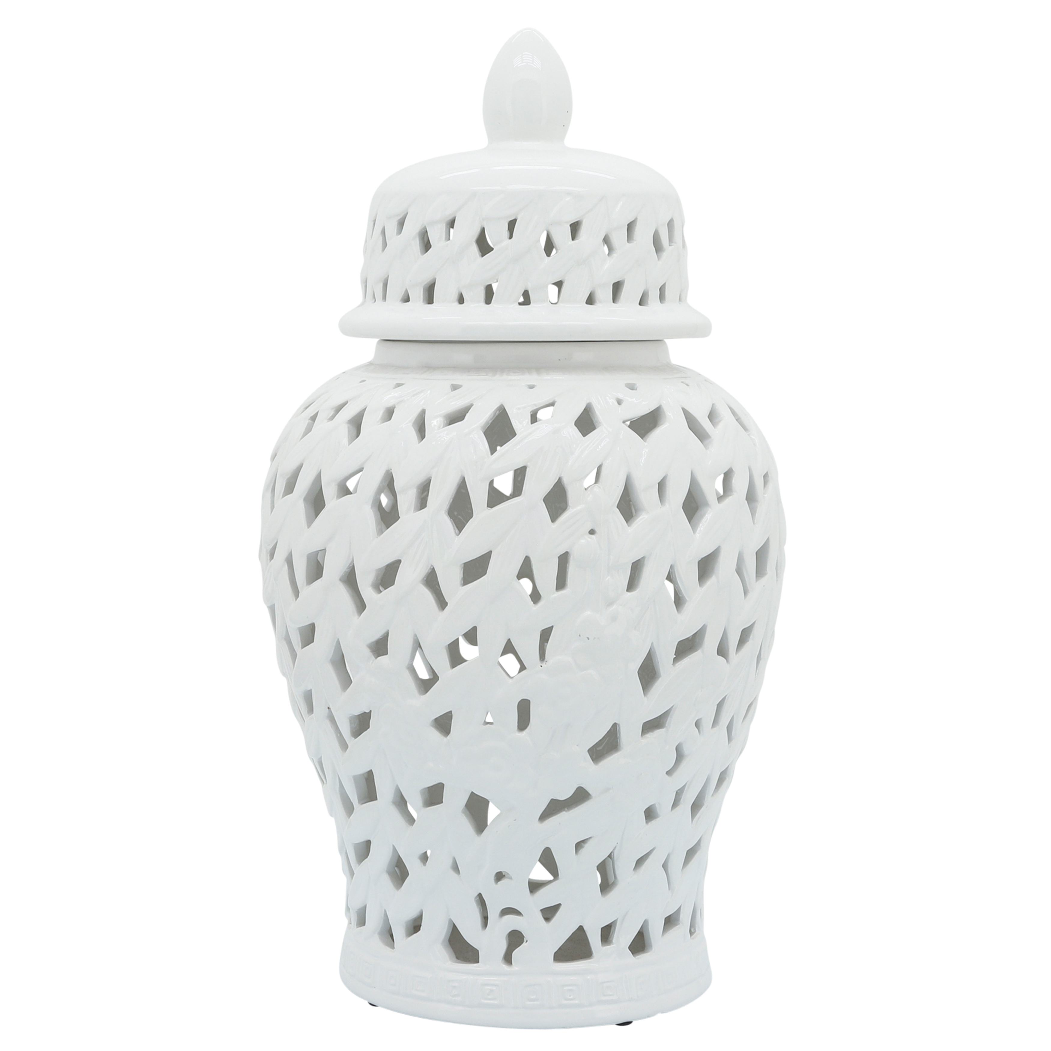 SAGEBROOK Home White Pierced Ceramic Temple Jar 10.5x10.5x18.5 for sale ...